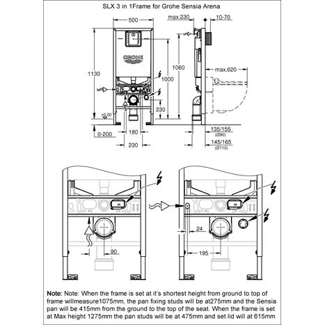 Grohe Concealed Cistern WC Frame & Auto flush bundle for wall hung toi ...